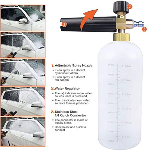 SZSXHX S400 Foam Cannon Gun 3000 PSI High Pressure Washer Foam Wash Gun Car Washer Gun With 7 Nozzles 1 M22 Adapter 1 Coral glove