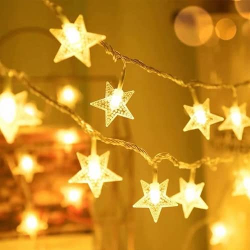 Christmas String Lights 33FT 80 PCS Star String Lights Waterproof Fairy Christmas Lights Battery-Powered Decoration for Xmas Garden Patio Bedroom Party Decor Indoor Outdoor Celebration Lighting