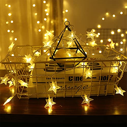 Christmas String Lights 33FT 80 PCS Star String Lights Waterproof Fairy Christmas Lights Battery-Powered Decoration for Xmas Garden Patio Bedroom Party Decor Indoor Outdoor Celebration Lighting