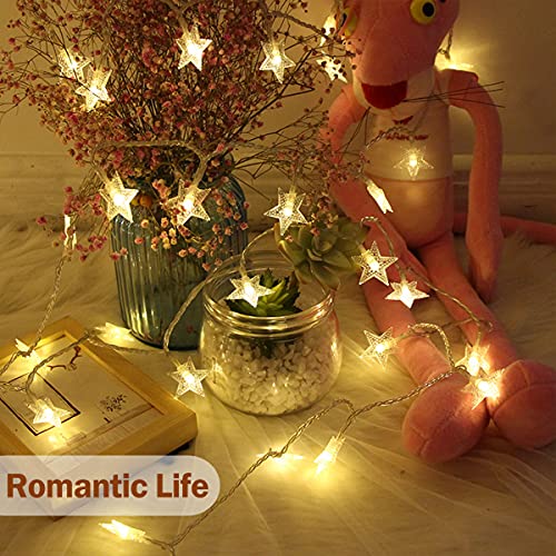 Christmas String Lights 33FT 80 PCS Star String Lights Waterproof Fairy Christmas Lights Battery-Powered Decoration for Xmas Garden Patio Bedroom Party Decor Indoor Outdoor Celebration Lighting