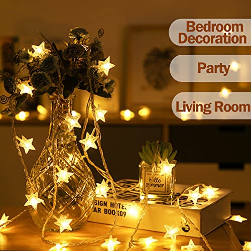 Christmas String Lights 33FT 80 PCS Star String Lights Waterproof Fairy Christmas Lights Battery-Powered Decoration for Xmas Garden Patio Bedroom Party Decor Indoor Outdoor Celebration Lighting