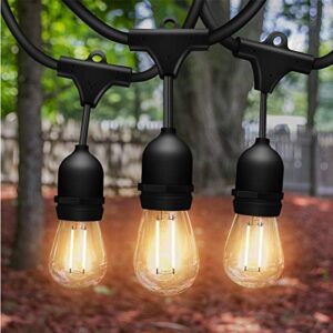 solatec led string lights, shatterproof 48ft 15 hanging sockets commercial grade waterproof 2w outdoor string light decor for patio, garden, balcony, deck s14 2w