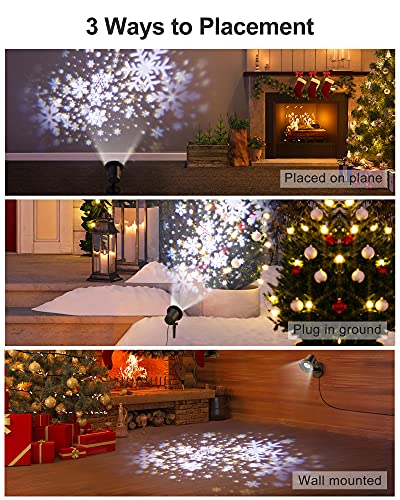 gaiatop Christmas Projector Lights Outdoor, Highlight Led Snowflake Lights Projector, Waterproof Landscape Christmas Decorations Lighting for Xmas Home Party Wedding Garden Patio