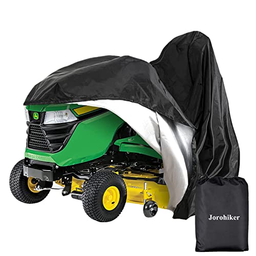 Riding Lawn Mower Cover, Heavy Duty 420D Oxford Outdoor Tractor Cover Waterproof UV Protection Lawn Mower Cover Fit Decks up to 54" with Drawstring and Storage Bag(72"L X 54"W X 46"H)