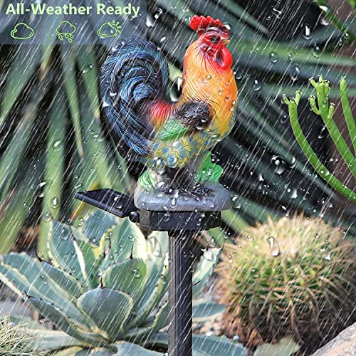 ZFNN Solar Rooster Lights Outdoor Decorative,Solar Chicken Decor Garden Stakes Lights,Waterproof Chicken Statue with Led Lights Yard Art for Pathway Lawn Patio Courtyard Backyard(Warm White)