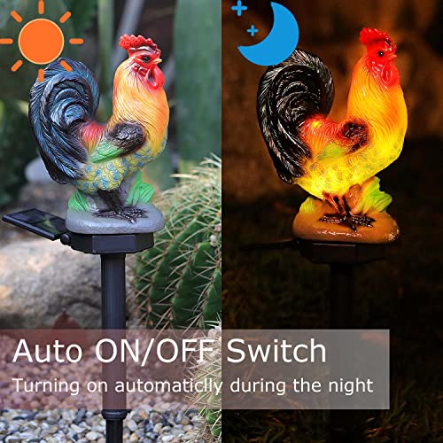 ZFNN Solar Rooster Lights Outdoor Decorative,Solar Chicken Decor Garden Stakes Lights,Waterproof Chicken Statue with Led Lights Yard Art for Pathway Lawn Patio Courtyard Backyard(Warm White)