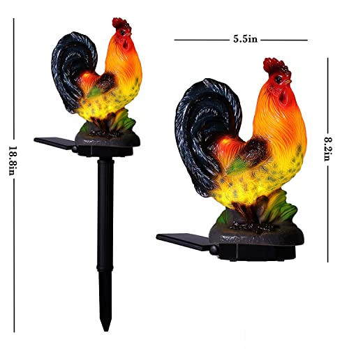 ZFNN Solar Rooster Lights Outdoor Decorative,Solar Chicken Decor Garden Stakes Lights,Waterproof Chicken Statue with Led Lights Yard Art for Pathway Lawn Patio Courtyard Backyard(Warm White)