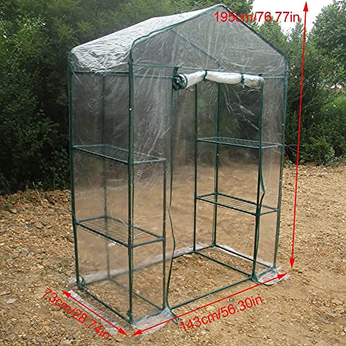 Mini Garden Greenhouse Cover 4-Tier Walk-in Greenhouse Cover Indoor Outdoor Planting Greenhouse for Growing Seedlings, Herbs, Flowers, 56.30 x 28.74 x 76.77 in