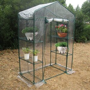 Mini Garden Greenhouse Cover 4-Tier Walk-in Greenhouse Cover Indoor Outdoor Planting Greenhouse for Growing Seedlings, Herbs, Flowers, 56.30 x 28.74 x 76.77 in