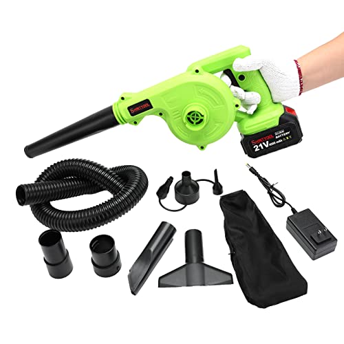 Cordless Leaf Blower, 2-in-1 Portable Leaf Blower 21V Lithium Battery,110V Multifunctional Blower for Blowing Leaf, Clearing Dust & Small Trash,Car, Computer Host, Hard to Clean Corner by SHINTYOOL