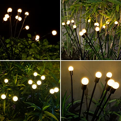 RGJGTGSW Solar Garden Lights,10Led Solar Powered Firefly Lights Outdoor,Waterproof Swaying Solar Yard Lights,Solar Starburst Lights for Pathway,Landscape,Patio,Yard Decor(2 Pack)