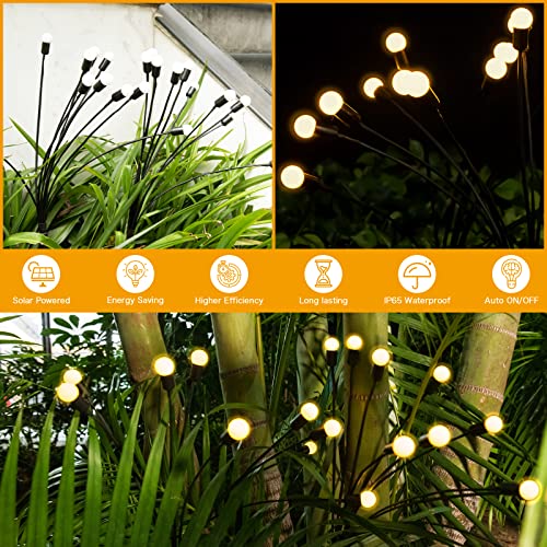 RGJGTGSW Solar Garden Lights,10Led Solar Powered Firefly Lights Outdoor,Waterproof Swaying Solar Yard Lights,Solar Starburst Lights for Pathway,Landscape,Patio,Yard Decor(2 Pack)