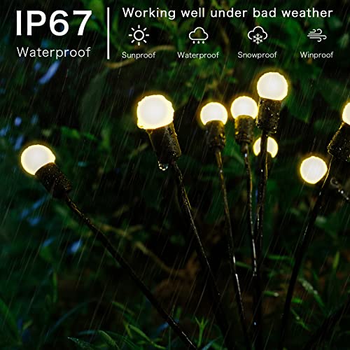 RGJGTGSW Solar Garden Lights,10Led Solar Powered Firefly Lights Outdoor,Waterproof Swaying Solar Yard Lights,Solar Starburst Lights for Pathway,Landscape,Patio,Yard Decor(2 Pack)