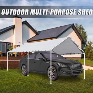 FDW Carport Car Port Party Tent Car Tent 10x20 Canopy Tent Metal Carport Kits Outdoor Garden Gazebo, Not Good for Strong Wind Condition