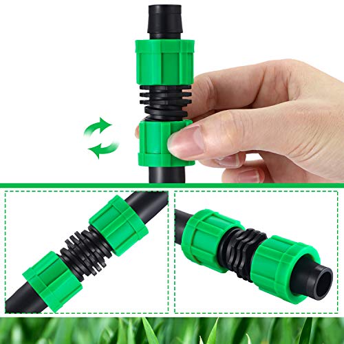 Hotop 12 Pieces Drip Irrigation Coupling, 5/8 Inch Universal Connector Drip Tubing Fittings, Compatible with Most 16-17 mm Drip Tape AG Tubing Drip or Sprinkler Systems (green)