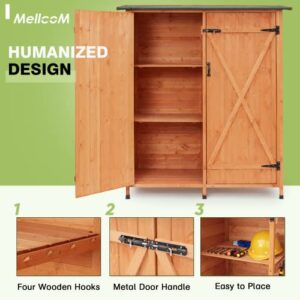 MELLCOM Outdoor Storage Shed, 63“ Wood Garden Shed with Double Lockable Doors, Weather Resistant Tool Shed Organizer for Patio, Garden, Backyard, Lawn