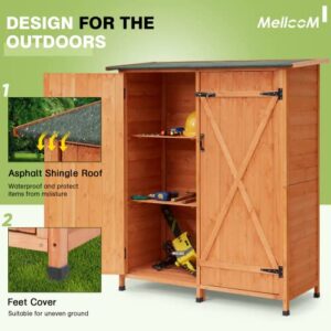 MELLCOM Outdoor Storage Shed, 63“ Wood Garden Shed with Double Lockable Doors, Weather Resistant Tool Shed Organizer for Patio, Garden, Backyard, Lawn