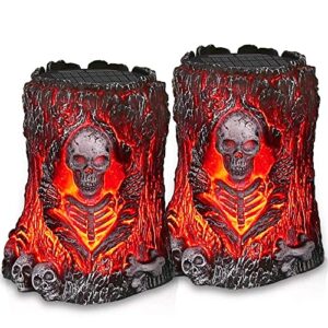 solarbaby halloween decoration lights, solar lights outdoor waterproof stump on dancing flickering flame torch lights for garden patio pathway deck yard christmas decor, pack of 2