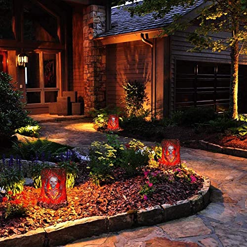 SOLARBABY Halloween Decoration Lights, Solar Lights Outdoor Waterproof Stump On Dancing Flickering Flame Torch Lights for Garden Patio Pathway Deck Yard Christmas Decor, Pack of 2