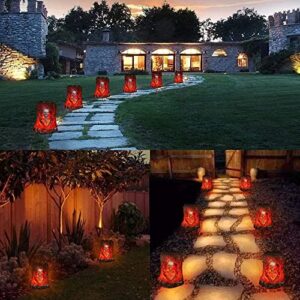 SOLARBABY Halloween Decoration Lights, Solar Lights Outdoor Waterproof Stump On Dancing Flickering Flame Torch Lights for Garden Patio Pathway Deck Yard Christmas Decor, Pack of 2