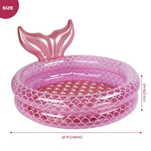 Inflatable Kiddie Pools Mermaid Design,47 inch Backyard Round Swimming Pool for Toddler Gift, Kids Paddling Swimming Pool Indoor&Outdoor Garden Play Water Game，Baby Ball Pit Pool