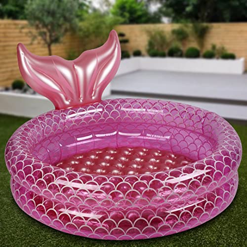 Inflatable Kiddie Pools Mermaid Design,47 inch Backyard Round Swimming Pool for Toddler Gift, Kids Paddling Swimming Pool Indoor&Outdoor Garden Play Water Game，Baby Ball Pit Pool