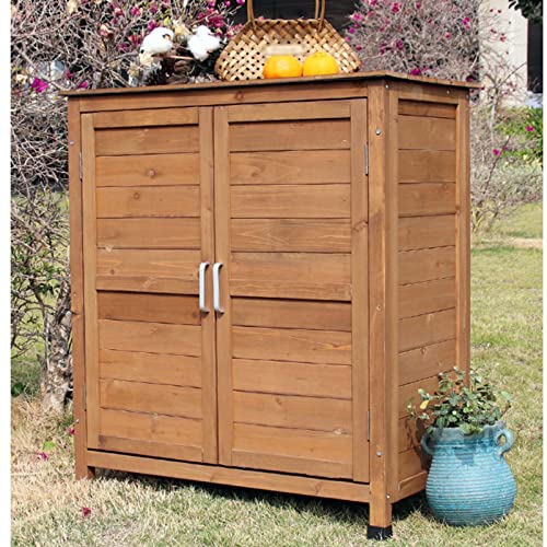 Outdoor Storage Cabinet with Adjustable Shelves Garden Tool Shed, Outdoor Garden Tools Waterproof Storage Box for Yard Patio