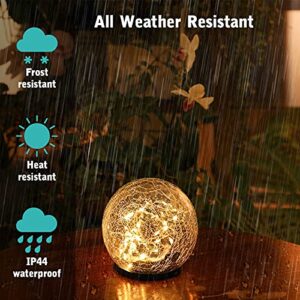 Garden Solar Lights,Globe Solar Light Outdoor Cracked Glass Jar Ball Solar Lights,Waterproof Warm White Solar Garden Lights for Walkway Patio Yard Lawn Birthday Party Decoration 1 Pack(3.9”)