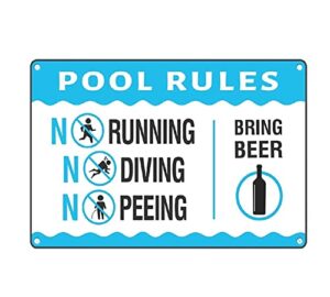 ccparton pool rules no running no diving no peeing pool rules metal tin signs warning signs swimming pool sign aluminum sign wall decor 8×12 inches tin sign for pool beach garden