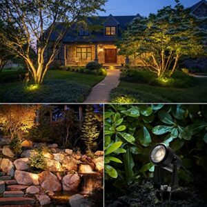 SUNTHIN Solar Landscape Lights, Solar Spot Lights Outdoor Auto On/Off, Waterproof Lanscape Lighting for Yard, Garden, Lawn, Plant, Tree, Wall, Fence (Warm White)