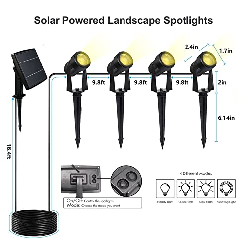 SUNTHIN Solar Landscape Lights, Solar Spot Lights Outdoor Auto On/Off, Waterproof Lanscape Lighting for Yard, Garden, Lawn, Plant, Tree, Wall, Fence (Warm White)