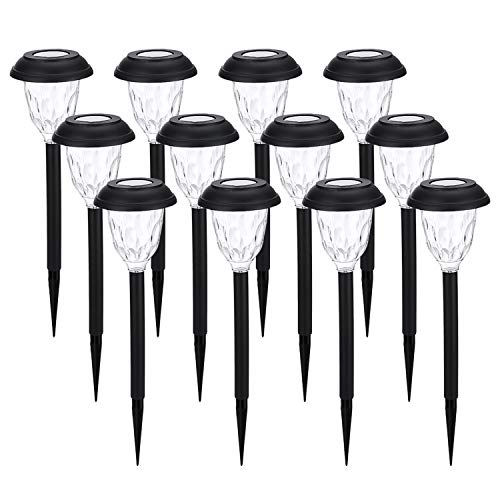 Azirier Solar Lights Outdoor Waterproof Security Lights Easy Install Garden Lights for Garden Path Walkway Light 12 Pack