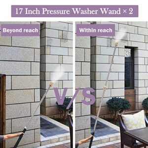 JOEJET Power Washer Extension Wand, 17 Inch Stainless Steel Pressure Washer Lance with 1/4 Inch Quick Connect, 2 Pack