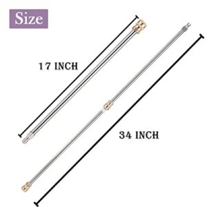 JOEJET Power Washer Extension Wand, 17 Inch Stainless Steel Pressure Washer Lance with 1/4 Inch Quick Connect, 2 Pack