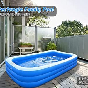 Inflatable Swimming Pools 120" X 72" X 22"Full Size Splashing Pool for Adults, Kids, Toddlers, Blow up Paddling Pool for Indoor,Outdoor, Garden, Courtyard, Summer Party