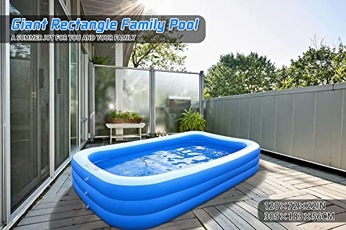 Inflatable Swimming Pools 120" X 72" X 22"Full Size Splashing Pool for Adults, Kids, Toddlers, Blow up Paddling Pool for Indoor,Outdoor, Garden, Courtyard, Summer Party