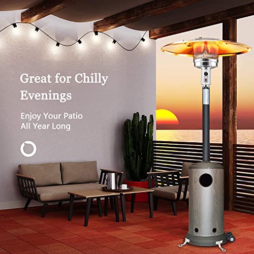 Patio Outdoor Heaters Propane - 48000 Btu Patio Heater Propane, Rapid Heating Propane Heater, Outdoor Heater with Wheels and Ground Plugs, Propane Heater for Garden, Party, Backyard, Restaurant