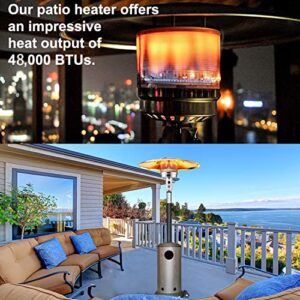 Patio Outdoor Heaters Propane - 48000 Btu Patio Heater Propane, Rapid Heating Propane Heater, Outdoor Heater with Wheels and Ground Plugs, Propane Heater for Garden, Party, Backyard, Restaurant