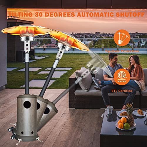 Patio Outdoor Heaters Propane - 48000 Btu Patio Heater Propane, Rapid Heating Propane Heater, Outdoor Heater with Wheels and Ground Plugs, Propane Heater for Garden, Party, Backyard, Restaurant