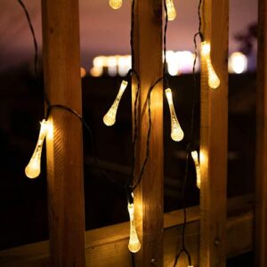 Outdoor Solar String Lights 25.7 Feet 40 Led Water Drop Solar Powered Lights with 8 Modes, Waterproof Fairy Crystal Lights for Patio Garden Yard Tree Wedding Party Decor, Warm White