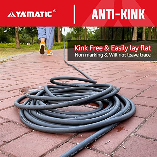 YAMATIC Super Flexible Pressure Washer Hose 50 FT 1/4", Kink Resistant Power Washer Hose Replacement for Flexzilla Uberflex Ryobi Genarac Troy Bilt Honda M22-14mm Rated 3200 PSI/Max 3700 PSI,Grey