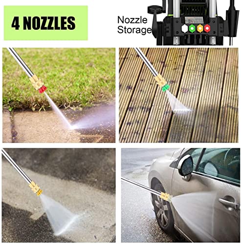 Homdox Pressure Washer 1.7 GPM Electric Pressure Washer 1800W High Pressure Washer Cleaner with 4 Nozzles, Foam Cannon Car Power Washer for Patio Garden Yard Vehicle (Green)