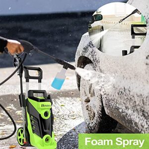 Homdox Pressure Washer 1.7 GPM Electric Pressure Washer 1800W High Pressure Washer Cleaner with 4 Nozzles, Foam Cannon Car Power Washer for Patio Garden Yard Vehicle (Green)