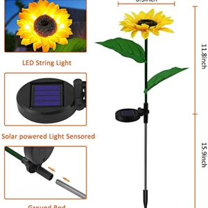 GSBLUNIE Sunflower Solar Lights Outdoor Garden, Automatic Charging Solar Garden Lights Decorative, IP65 Waterproof LED Landscape Solar Powered Outdoor Lights for Garden Patio Lawn Yard-2 Pack