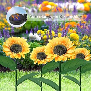 GSBLUNIE Sunflower Solar Lights Outdoor Garden, Automatic Charging Solar Garden Lights Decorative, IP65 Waterproof LED Landscape Solar Powered Outdoor Lights for Garden Patio Lawn Yard-2 Pack