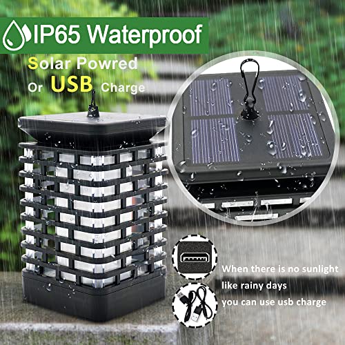 Solar Lanterns Outdoor Waterproof, Arzerlize Hanging Solar Powered Lights Dancing Flame Flickering Garden Decoration Outside Led Halloween Lantern Auto On/Off Patio Yard Clearance Yellow 4 Pcs