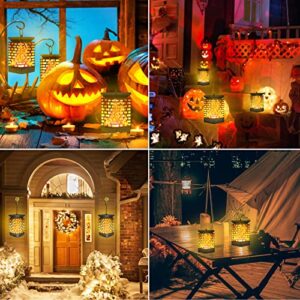 Solar Lanterns Outdoor Waterproof, Arzerlize Hanging Solar Powered Lights Dancing Flame Flickering Garden Decoration Outside Led Halloween Lantern Auto On/Off Patio Yard Clearance Yellow 4 Pcs