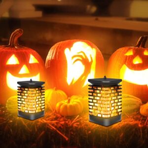 Solar Lanterns Outdoor Waterproof, Arzerlize Hanging Solar Powered Lights Dancing Flame Flickering Garden Decoration Outside Led Halloween Lantern Auto On/Off Patio Yard Clearance Yellow 4 Pcs