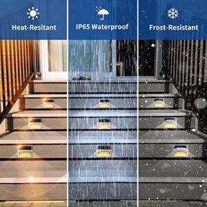 SEABLE Solar Deck Lights, LED Solar Outdoor Lights Stainless Steel Solar Step Light Waterproof Solar Fence Lights for Garden Yard Porch(Warm Light 10-Pack)