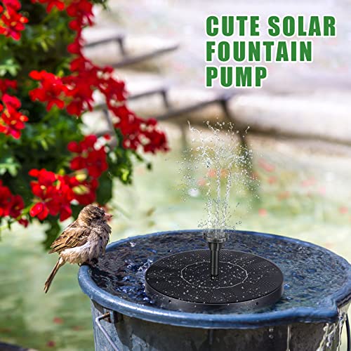 2 Packs Solar Bird Bath Fountain Pump Solar Fountain with 6 Nozzle Solar Powered Bird Bath Floating Solar Fountain Panel Bird Bath Fountain Solar Water Fountain for Garden, Fish Tank, Pond, Pool